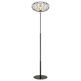 Globo LIGHTING Stehlampe "GREYS", schwarz matt, 1, &Oslash; 40cm H: 162cm, 1 Stk., Leuchten, Stehleuchte Schwarz/Gold, Metallgeflecht, Fu&szlig;tritt, E27, Stehlampe