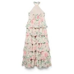 V&eacute;ro Moda Maxikleid VERO MODA "VMFELICIA SLHALTER RUFFLE MAXI DRESS EXP", Damen, Gr. M, N-Gr, peony aop:flower, Web, Obermaterial: 100% Polyester, bedruckt, normal lang, Neckholder, Kleider Maxikleid, Kunstfaser