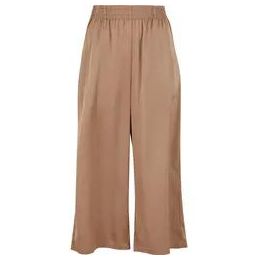 Stoffhose Urban Classics "Urban Classics Ladies Satin Wide Leg Culotte", Damen, Gr. 5XL, US-Gr&ouml;&szlig;en, softtaupe, 96% Polyester, 4% Elasthan, unifarben, loose fit, Hosen Stoffhose