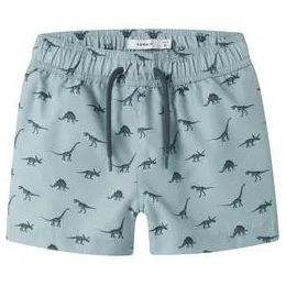 Badehose name it "NMMZUNE SWIM SHORTS BOX", Jungen, Gr. 104, N-Gr, blau fog, Jersey, Polyester, bedruckt, Badehosen Badehose