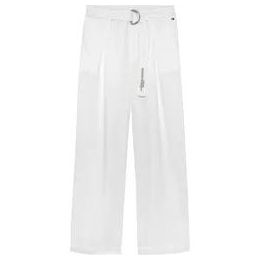 Bundfaltenhose Tommy Hilfiger "PLEATED LINEN PANT BELT", M&auml;dchen, Gr. 8 (128), N-Gr, wei&szlig;, Leinenmischung, Obermaterial: 55% Leinen, 45% Baumwolle, unifarben, loose fit lang, Hosen, Kinder bis 16 Jahre, Leinen-Mix, mit G&uuml;rtel