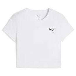 T-Shirt Puma "WARDROBE ESS Kurzes figurbetontes T-Shirt Damen", Damen, Gr. S, wei&szlig;, Obermaterial: 5% Elasthan, 95% Baumwolle. Rippe: 20% Polyester, 80% Baumwolle, clean, slim fit, Shirts T-Shirt