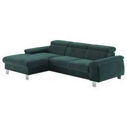 Ecksofa COTTA "Komaris L-Form, B: 244 cm", hunter, B:244cm H:72cm T:166cm, 88% POLYESTER (PES) 12% POLYAMID (PA), Sofas, Ecksofa, mit Kopfteilverstellung, optional Bettfunktion, Bettkasten & Licht