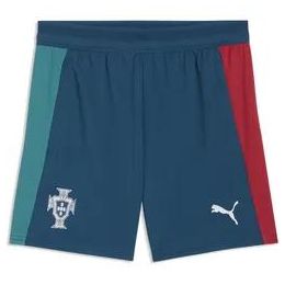 Sporthose Puma "Portugal Trainingsshorts mit Taschen Jugendliche", M&auml;dchen, Gr. 176, Normalgr&ouml;&szlig;en, ocean tropic silber mist blau gray, Obermaterial: 100% Polyester. Taschenfutter: 100% Polyester. Besatz: 88% Polyester, 12% Elasthan. Einsatz: 100% Polyester, unifarben, regular fit, Hosen Sporthose