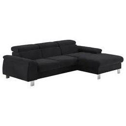 Ecksofa COTTA "Komaris L-Form, B: 244 cm", charcoal, B:244cm H:72cm T:166cm, 88% POLYESTER (PES) 12% POLYAMID (PA), Sofas, Ecksofa, mit Kopfteilverstellung, optional Bettfunktion, Bettkasten & Licht