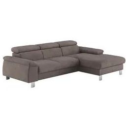 Ecksofa COTTA "Komaris L-Form, B: 244 cm", grau, B:244cm H:72cm T:166cm, 94% POLYESTER (PES) 6%POLYAMID (PA), Sofas, Ecksofa, mit Kopfteilverstellung, optional Bettfunktion, Bettkasten & Licht