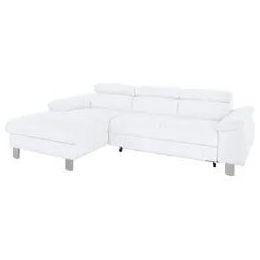Ecksofa COTTA "Komaris L-Form, B: 244 cm", wei&szlig;, B:244cm H:72cm T:166cm, Microfaser PRIMABELLE (100% Polyester);Kunstleder SOFTLUX(100%Polyurethan);Feinstruktur (100% Polyester);Kunstleder SOFTLUX/Struktur (100%Polyurethan, 90%Polyester, 10% Polyacryl), Sofas, Ecksofa, mit Kopfteilverstellung, optional Bettfunktion, Bettkasten & Licht