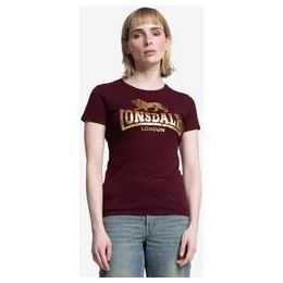 T-Shirt Lonsdale "BANTRY", Damen, Gr. XS, oxblood, gold, Obermaterial: 100% Baumwolle, Shirts T-Shirt, sportlicher Stil, f&uuml;r Sportmode und Streetwear, moderner Look