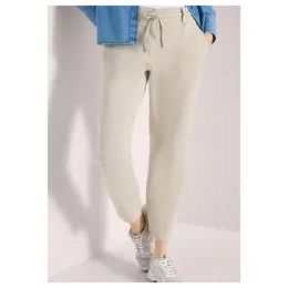 Jogger Pants Cecil, Damen, Gr. M, L&auml;nge 28, grain beige, Web, 76% Baumwolle, 23% Polyester, 1% Elasthan, unifarben, loose fit kn&ouml;chelfrei, Hosen, Middle Waist