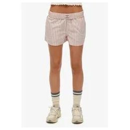 Shorts Superdry "COTTON STRIPE ELASTIC SHORT", Damen, Gr. M, N-Gr, suffolk pink stripe, Web, Obermaterial: 100% Baumwolle, gestreift, regular fit ca. Mitte Oberschenkel, Hosen Shorts
