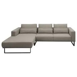 Ecksofa Musterring "JustB PM100", taupe, B:292cm H:88cm T:185cm, 100% Polyester, Sofas, Ecksofa, Modernes Design mit schwarzen Metallkufen und 292 cm Breite - 6 Farben