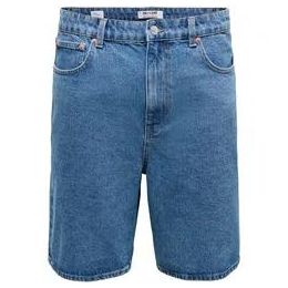 Only & Sons Shorts ONLY & SONS "ONSFADE PIM DNM SHORTS BOX", Damen, Gr. XXL, N-Gr, medium blau denim, Web, Obermaterial: 100% Baumwolle, unifarben, straight fit knielang, Hosen Shorts