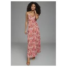 Sommerkleid Laura Scott, Damen, Gr. 40, N-Gr, rosa, gemustert, Jersey, Obermaterial: 95% Viskose, 5% Elasthan, gemustert, ausgestellt Midi, Kleider Sommerkleid, mit Spaghetti-Tr&auml;gern, aus Viskose und Elasthan, gemustert
