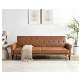 Schlafsofa DOREL HOME "Tyne", cognac, B:222cm H:82cm T:83cm, 100% polyurethan, Sofas, Schlafsofa
