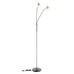 NOWA Stehlampe "MALTE", nickelfarben matt, 2, H: 152cm, 1 Stk., Leuchten, Metall Nickel matt, Glas opal, 2-arm Flexo, inkl. 2x E14 LED, Stehlampe
