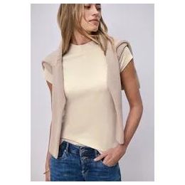 Kurzarmshirt Street One, Damen, Gr. 42, smoke beige, Jersey, Obermaterial: 50% Baumwolle, 50% Modal, unifarben, tailliert h&uuml;ftbedeckend, Rundhals, abgesteppte Kante, Shirts, Sommershirt mit Turtle Neck