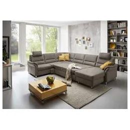 Wohnlandschaft DIE PLANBAR "ZE-EM16033 U-Form, Breite 330 cm", mammut nougat, B:330cm T:262cm, 100% Polyester, Sofas, Wohnlandschaft, wahlweise mit Kopfst&uuml;tzen und Bettfunktion