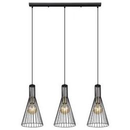 Globo LIGHTING H&auml;ngeleuchte "MILLI", schwarz, 3, H: 120cm, 1 Stk., Leuchten, Schwarze H&auml;ngeleuchte mit Altmessing-Akzenten, E27 3x40W, H&auml;ngeleuchte