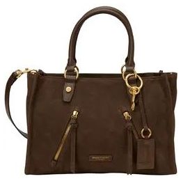 Marc O'Polo Shopper MARC O'POLO "aus weichem Veloursleder", Damen, Gr. B/H/T: 12cm x 23cm x 14cm, coffee braun, Leder, unifarben, Taschen Shopper