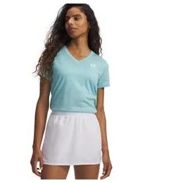 Trainingsshirt Under Armour "TECH SSV- TWIST", Damen, Gr. M, blau haze,, wei&szlig;, Obermaterial: 100% Polyester, normal, V-Ausschnitt, Shirts, Kurzarm, atmungsaktiv, schnell trocknend, mit V-Ausschnitt