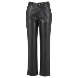 Stoffhose Urban Classics "Urban Classics Ladies Straight Leg Synthetic Leather Pants", Damen, Gr. 30, Normalgr&ouml;&szlig;en, schwarz, 100% Polyester, unifarben, normal, Hosen Stoffhose