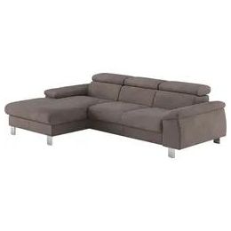 Ecksofa COTTA "Komaris L-Form, B: 244 cm", grau, B:244cm H:72cm T:166cm, 94% POLYESTER (PES) 6%POLYAMID (PA), Sofas, Ecksofa, mit Kopfteilverstellung, optional Bettfunktion, Bettkasten & Licht
