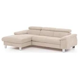 Ecksofa COTTA "Komaris L-Form, B: 244 cm", beige, B:244cm H:72cm T:166cm, Microfaser PRIMABELLE (100% Polyester);Kunstleder SOFTLUX(100%Polyurethan);Feinstruktur (100% Polyester);Kunstleder SOFTLUX/Struktur (100%Polyurethan, 90%Polyester, 10% Polyacryl), Sofas, Ecksofa, mit Kopfteilverstellung, optional Bettfunktion, Bettkasten & Licht