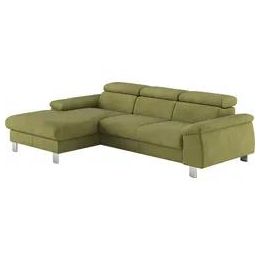 Ecksofa COTTA "Komaris L-Form, B: 244 cm", grass, B:244cm H:72cm T:166cm, 94% POLYESTER (PES) 6%POLYAMID (PA), Sofas, Ecksofa, mit Kopfteilverstellung, optional Bettfunktion, Bettkasten & Licht