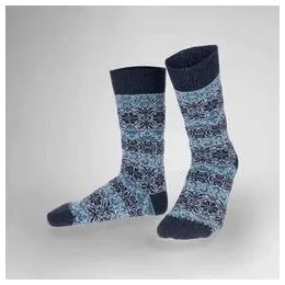 Socken Hudson "Socke Noble Nordic", Damen, Gr. 39-42, blau (marine 0337), Obermaterial: 39% Polyamid PA. 25% Wolle WO. 24% Viskose CV. 11% Seide silk. 1% Elasthan EL., Socken Socken