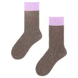 Socken Hudson "Socke Cosmic Block", Damen, Gr. 35-38, braun (cosmic braun 0976), Obermaterial: 39% Polyamid PA. 30% Wolle WO. 23% Viskose CV. 7% Kaschmir WS. 1% Elasthan EL., Socken Socken