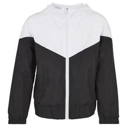 Windbreaker Urban Classics "Urban Classics Damen Girls Arrow Windbreaker", M&auml;dchen, Gr. 110/116, wei&szlig;, schwarz, 100% Polyester, mehrfarbig, normal, ohne Ausschnitt, Jacken Windbreaker