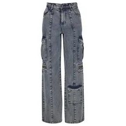 Cargohose Urban Classics "Urban Classics Ladies Loose Utility Denim Pants", Damen, Gr. 28, Normalgr&ouml;&szlig;en, dirty washed, 100% Baumwolle, unifarben, loose fit, Hosen Cargohose