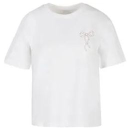 T-Shirt MISS TEE "Miss Tee Bow Oneliner Tee", Damen, Gr. XS, wei&szlig;, 100% Baumwolle, bedruckt, oversize, Rundhals, Shirts T-Shirt