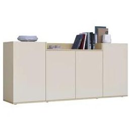 Sideboard OTTO HOME "BOLSENA, Kommode, Schrank,Lowboard mit 6 F&auml;cher und offenes Ablagefach", kaschmir, eiche chopin matt, B:160cm H:71,2cm T:35cm, Sideboards, Sideboard, stehend/h&auml;ngend montierbar, Made in Italy, B/T/H: 160 &times; 35 &times; 71,2 cm
