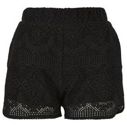 Stoffhose Urban Classics "Urban Classics Damen Ladies Crochet Lace Resort Shorts", Damen, Gr. 5XL, US-Gr&ouml;&szlig;en, schwarz, 88% Baumwolle, 12% Polyamid, unifarben, loose fit, Hosen Stoffhose