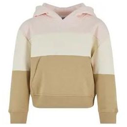 Kapuzenpullover Urban Classics "Urban Classics Damen Girls Oversized 3-Tone Hoody", Herren, Gr. 122/128, pink, sandwei&szlig;, unionbeige, 65% Baumwolle, 35% Polyester, mehrfarbig, oversize, ohne Ausschnitt, Pullover Kapuzenpullover