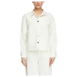 Kurzjacke comma, Damen, Gr. 38, wei&szlig;, Web, Obermaterial: 90% Baumwolle, 9% Polyester, 1% Elasthan, unifarben, regular fit normal, Manschette, Jacken Kurzjacke, mit Hemdkragen