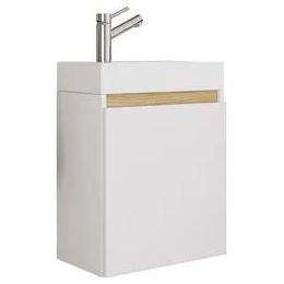 Waschtisch Vcm "2 tlg. H&auml;ngeschrank G&auml;ste-WC Waschbecken Softclose Cosila", braun (wei&szlig;, honig, eiche), B:41cm T:22cm, Waschtische, Waschtisch