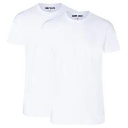 T-Shirt CAMP DAVID "2er Pack", Herren, Gr. L, wei&szlig;, 95% Baumwolle, 5% Elasthan, Shirts T-Shirt