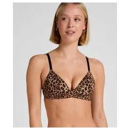 Hunkem&ouml;ller B&uuml;gelloser BH HUNKEM&Ouml;LLER "Vorgeformter BH ohne B&uuml;gel Mona", Damen, Gr. 80D, Cup D, braun, 57% Polyamid, 28% Polyester, 15% Elasthan, BHs