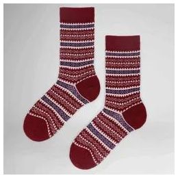 Socken Hudson "Socke Fancy Nordic", Damen, Gr. 35-38, lila (deep rot 0540), Obermaterial: 45% Polyamid PA. 20% Wolle WO. 16% Viskose CV. 14% Baumwolle CO. 4% Kaschmir WS., Socken Socken