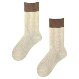 Socken Hudson "Socke Cosmic Block", Damen, Gr. 39-42, beige (pearl wei&szlig; 0979), Obermaterial: 39% Polyamid PA. 30% Wolle WO. 23% Viskose CV. 7% Kaschmir WS. 1% Elasthan EL., Socken Socken