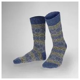 Socken Hudson "Socke Noble Nordic", Damen, Gr. 39-42, blau (denim blau 0551), Obermaterial: 39% Polyamid PA. 25% Wolle WO. 24% Viskose CV. 11% Seide silk. 1% Elasthan EL., Socken Socken