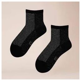 Socken Kunert "Socke Sparkling Essential", Damen, Gr. 35-38, schwarz (schwarz 0070), Obermaterial: 65% Baumwolle CO. 20% Polyamid PA. 12% metallisierte Fasern MTF. 3% Elasthan EL., Socken Socken