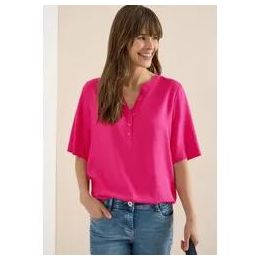 Shirtbluse Cecil, Damen, Gr. XXL (46), beetroot pink, Stoff, 100% Viskose, unifarben, klassisch normal, Rundhals, normaler Saum, Blusen, mit geschlitztem Rundhalsausschnitt