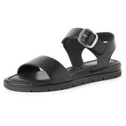 Riemchensandale Tamaris, Damen, Gr. 37, schwarz, Glattleder, Schuhe Riemchensandale, Plateau, Sommerschuh, Sandalette im Basic-Look