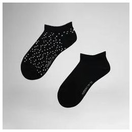Sneakersocken Hudson "Sneaker Dotty 2-Pack", Damen, Gr. 39-42, schwarz (schwarz 0005), Obermaterial: 70% Baumwolle CO. 28% Polyamid PA. 2% Elasthan EL., Socken Sneakersocken
