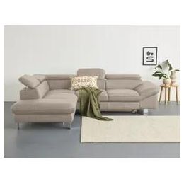Ecksofa COTTA "Driver L-Form", natural, B:268cm H:73cm T:214cm, Kunstleder SOFTLUX;LEDER BEEFY (ein abgedecktes Spalt-Rindsleder) im Sitz und R&uuml;cken (Korpus in Kunstleder);Luxus-Kunstleder;Leder Pampas (echtes Rindsleder) im Sitz und R&uuml;cken (R&uuml;ckseite mit Spannstoff bezogen), Sofas, Ecksofa, mit Kopfteilverstellung, wahlweise mit Bettfunktion & Bettkasten