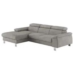 Ecksofa COTTA "Komaris L-Form, B: 244 cm", elephant, B:244cm H:72cm T:166cm, 94% POLYESTER (PES) 6%POLYAMID (PA), Sofas, Ecksofa, mit Kopfteilverstellung, optional Bettfunktion, Bettkasten & Licht