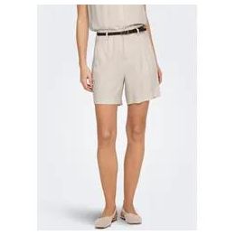 Chinoshorts Only "ONLSIESTA HW BELT LIN BL SHORTS PNT NOOS", Damen, Gr. S, N-Gr, moonbeam, Web, Obermaterial: 80% Viskose, 20% Leinen, unifarben, regular fit kniefrei, Hosen Chinoshorts, mit Leinen